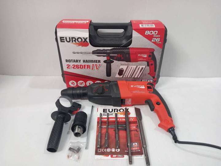 EUROX สว่านกระแทกโรตารี่ 3ระบบ รุ่น 2-26DFR IV / 800 W เจาะเสาปูน เจาะฝังพุก สกัดกระเบื้องออก ...