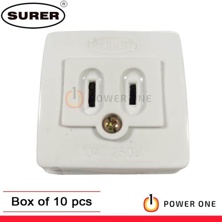 Surer 105 1 Gang Outlet, Surface Type (BlackWhite) Box of 10pcs | Lazada PH