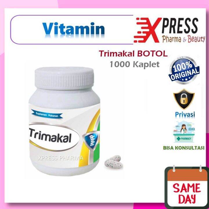⚡XPRESS⚡ Trimakal KALENG isi 1000 Tablet Kaplet Vitamin Tulang Kalsium ...