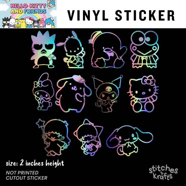 SANRIO STICKER HOLO VINYL STICKERS WATERPROOF HELLO KITTY CINNAMOROLL ...