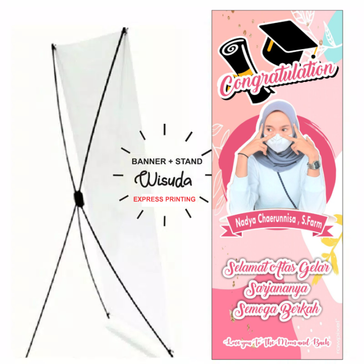 PAKET X BANNER WISUDA UKURAN 160X60 + TIANG | Lazada Indonesia