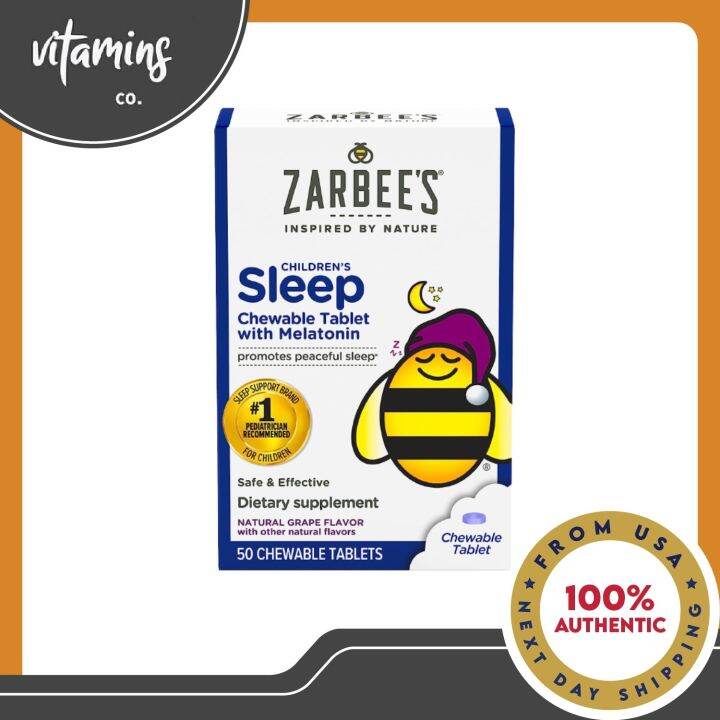 Zarbee's Children's Sleep Chewable Melatonin Tablet for 3 Years Old and ...