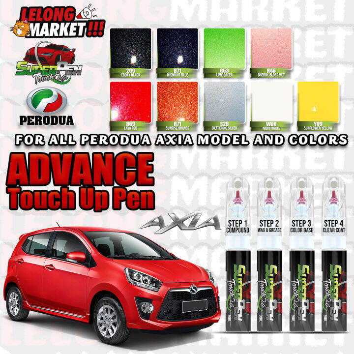 PERODUA AXIA SUPERPEN Touch Up Colours Original Factory 4in1 Easy DIY ...