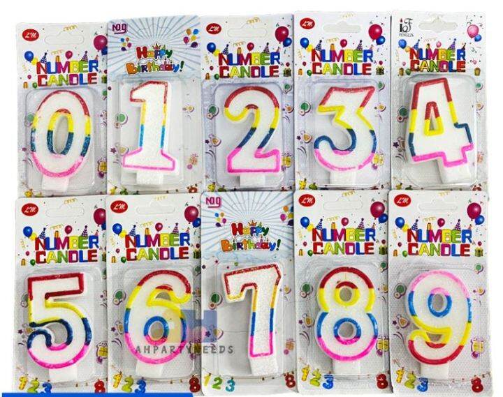 White Glitter Colorful Number Candle Happy Birthday Cake Candle ...