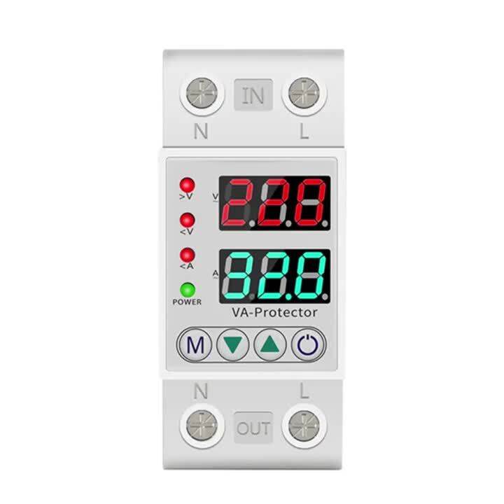 VA Protector Over under Over KWh Display Din Rail 220 230V 63A home ...