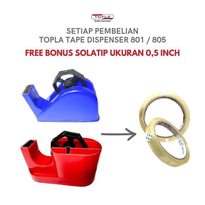 Topla Tape Dispenser 801 Tape Cutter Tempat Solatip (PROMO GRATIS ISI ...