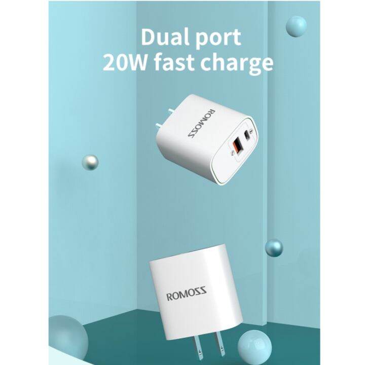 Romoss AC20T 20W PD Qualcomm Fast Charging USB and Type-C Slot ...