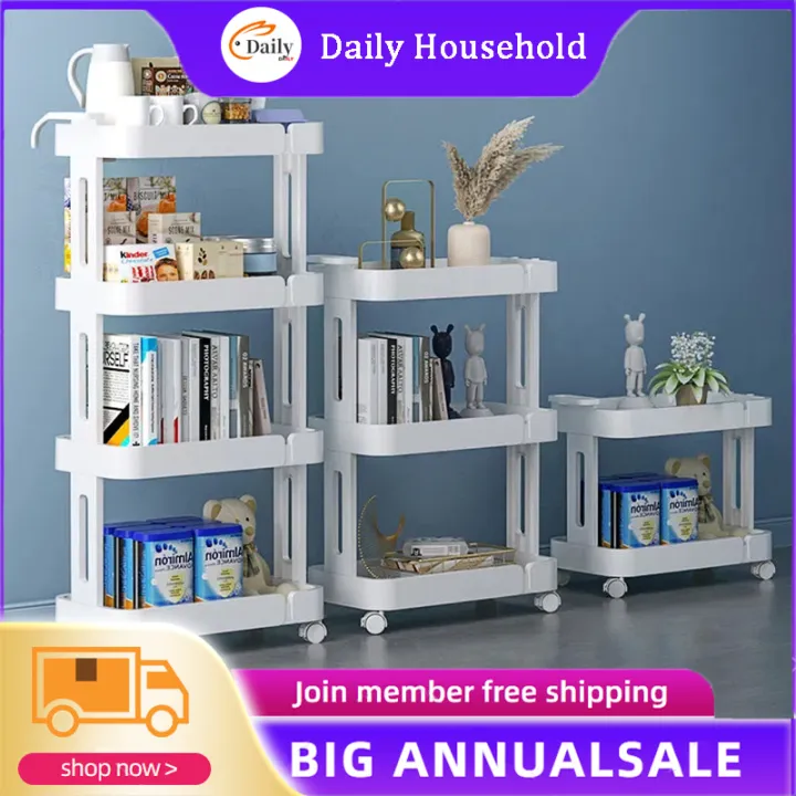Trolley Rack Floor Utility Cart Shelf Rack Kitchen Bathroom Snack ...
