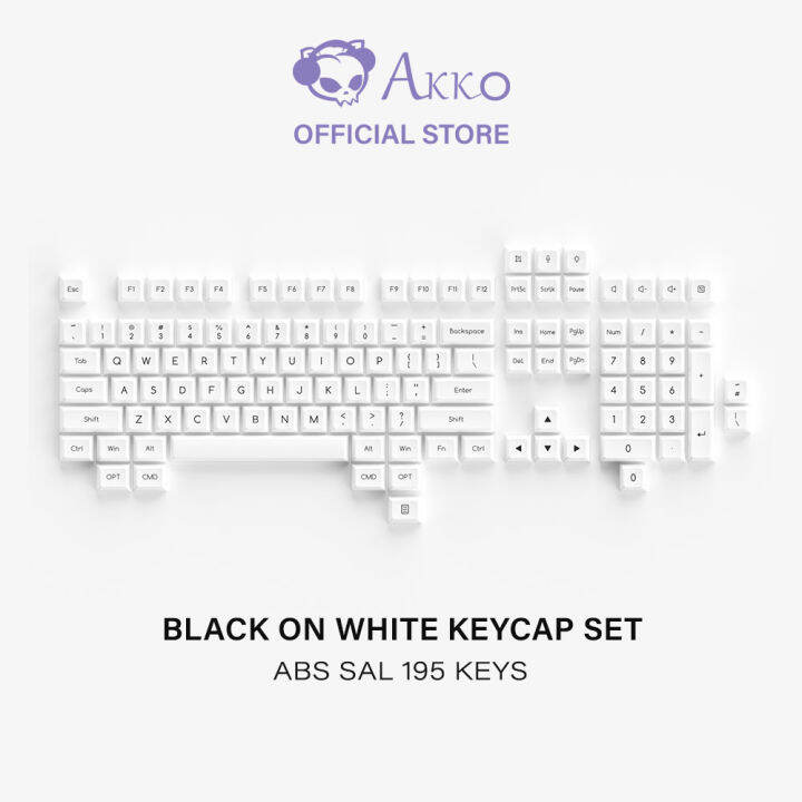 Akko Black on White Keycap Set - ABS SAL 195 Keys | Lazada