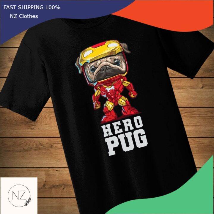 NZ เสื้อผู้ชายเกาหลี เสื้อผู้ไซส์ใหญ่ เสื้อยืดลาย HERO PUG ผ้า cotton ...