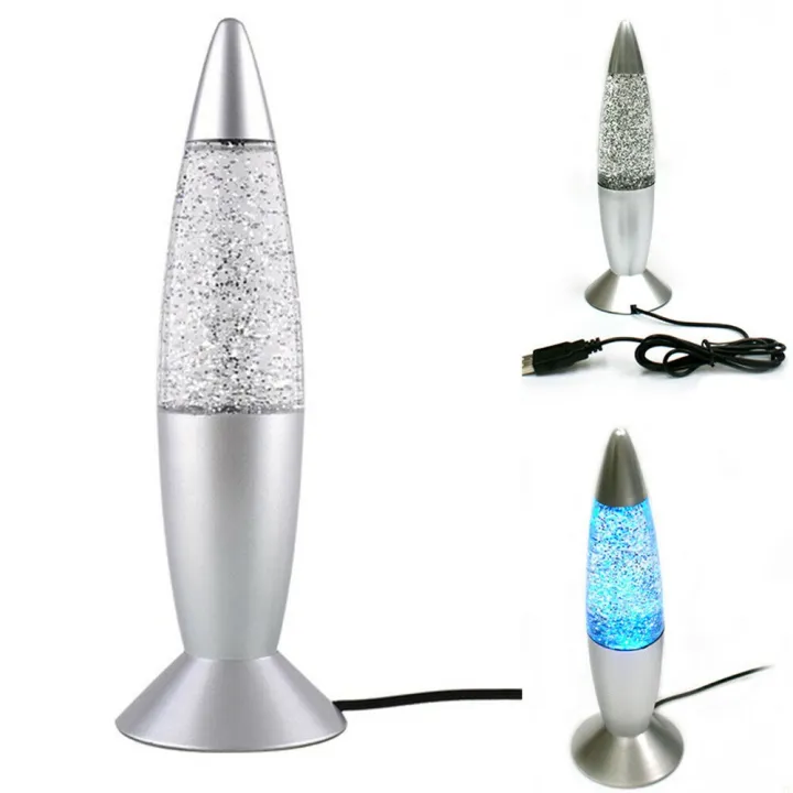 Rocket Multi Color Changing Lava Lamp RGB LED Glitter USB Night Light ...