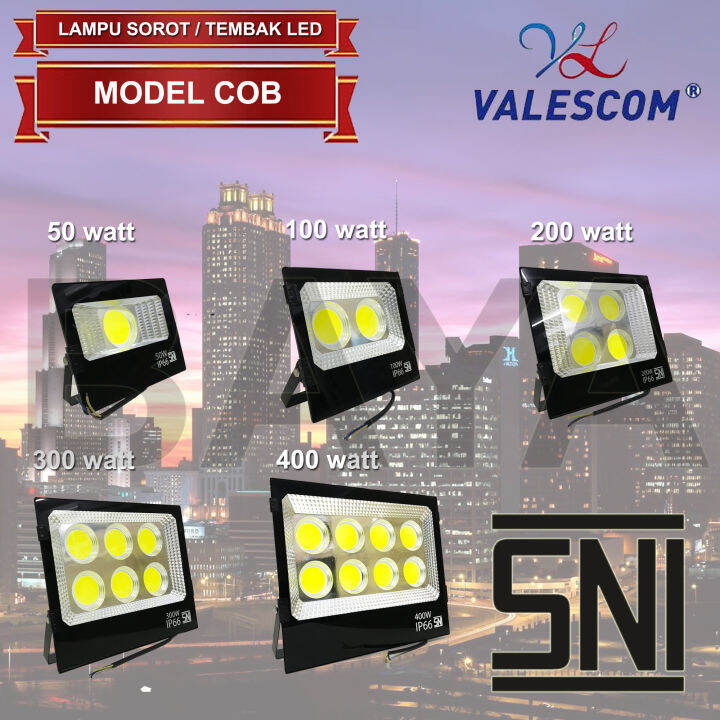 VALESCOM lampu LED sorot tembak COB SNI floodlight outdoor lapangan ...