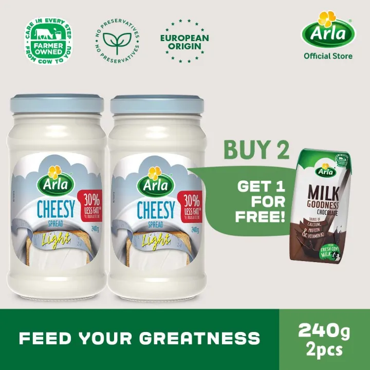 Arla Cheesy Spread Light 2x240g, Get Free Chocolate Milk 200ml | Lazada PH