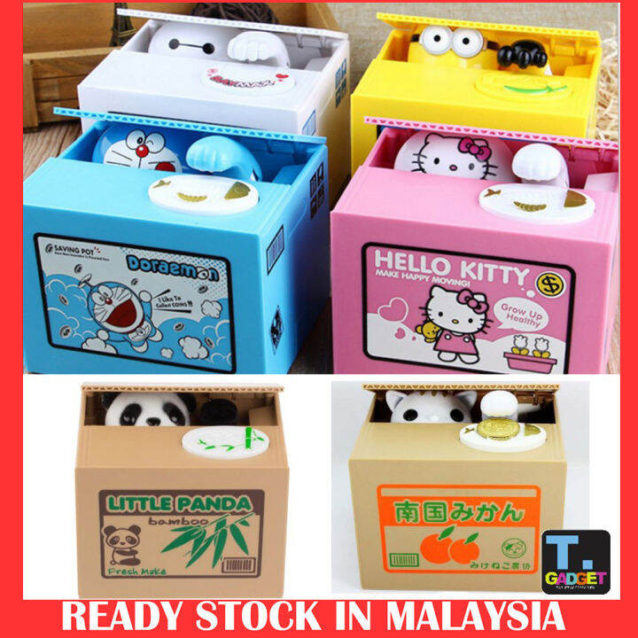 Coins Bank Saving Box Lovely Steal Money Cat Doraemon Hello Kitty Kids ...