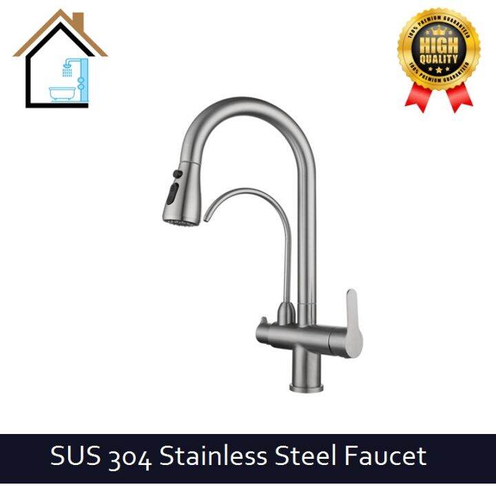 SUS 304 Stainless Steel 3 in 1 Pull Out Mixer Tap c/w Build in Filter ...