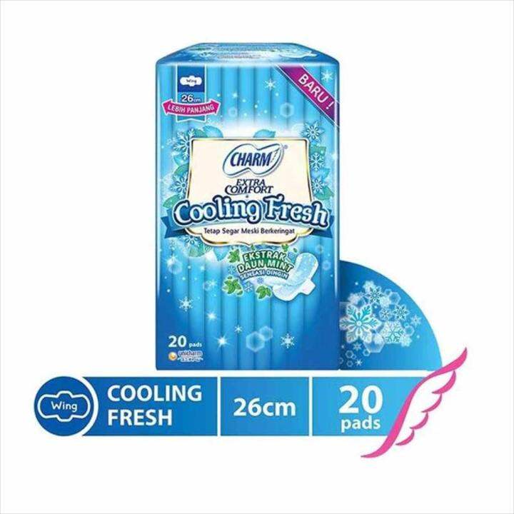 Charm Extra Comfort Cooling Fresh Pembalut 26 Cm 20 Pads Wing | Lazada ...