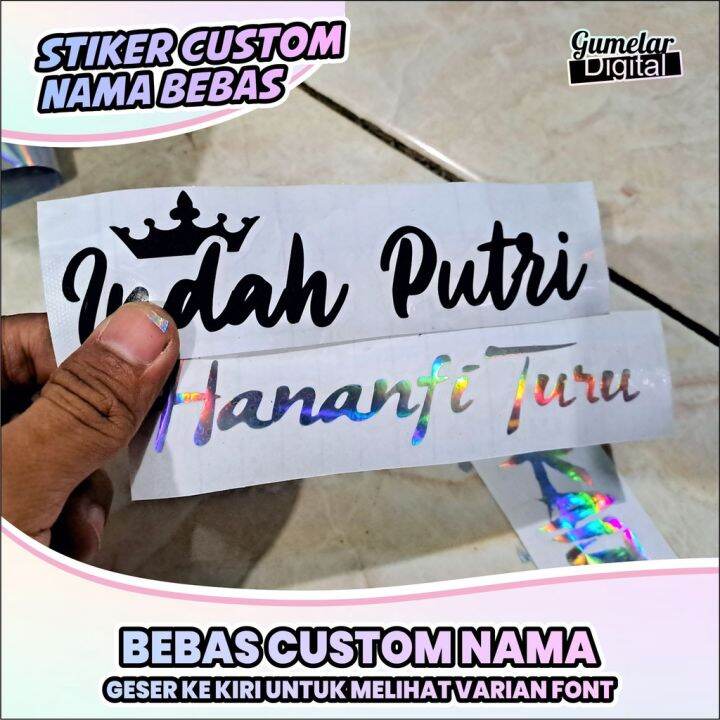 STIKER CUSTOM NAMA BEBAS 140 PILIHAN FONT | Lazada Indonesia