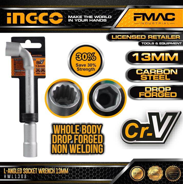 INGCO L-Angled Socket Wrench 13mm HWL1308 FMAC⭐⭐⭐⭐⭐ | Lazada PH