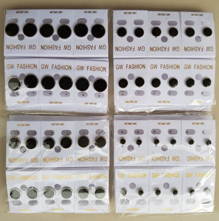 12 Pasang Anting Bulat Hitam Polos / 1 Lusin Anting Tusuk Hitam Polos ...