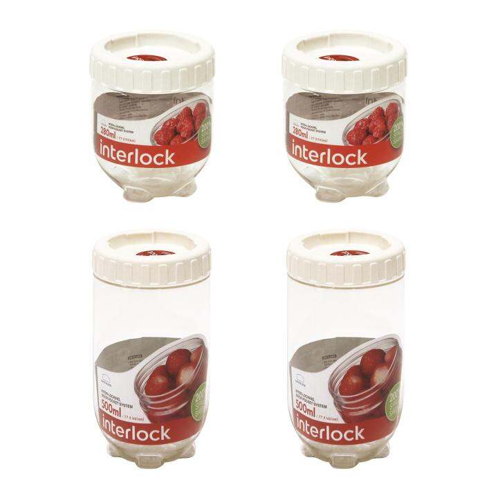 LocknLock Interlock White Lid 280ml*2+500ml*2 | Lazada Singapore