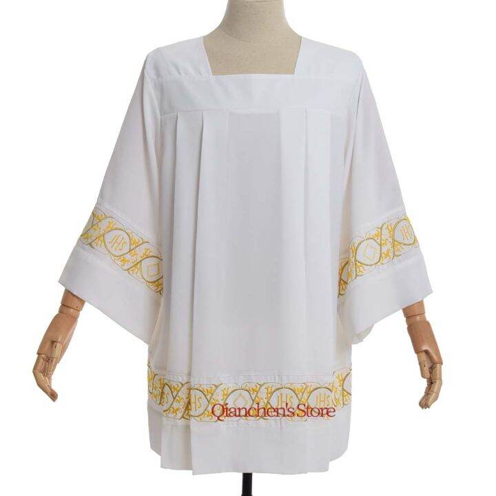 Catholic Pleated Lace Surplice Square Neckline Surplice Liturgical ...