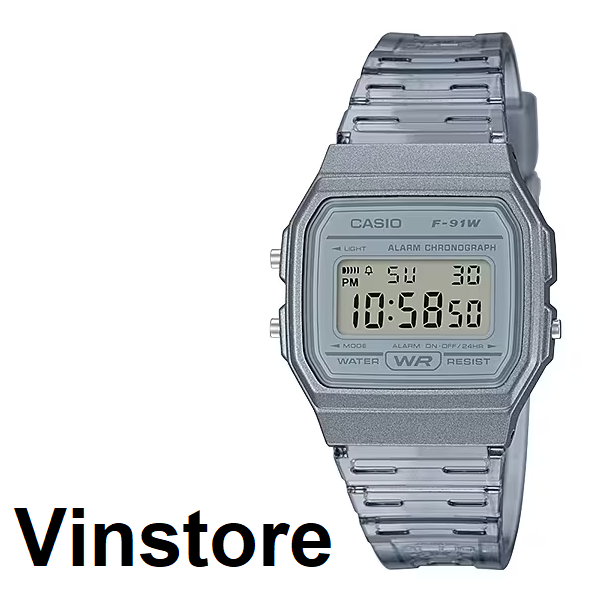 [Vinstore] Casio F-91 Grey Jelly Transparent Resin Band Men Kids Army ...