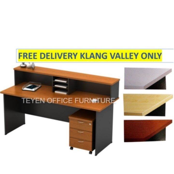 4 Feet Reception Counter Standard Table with 3D Mobile Pedestal | Meja ...