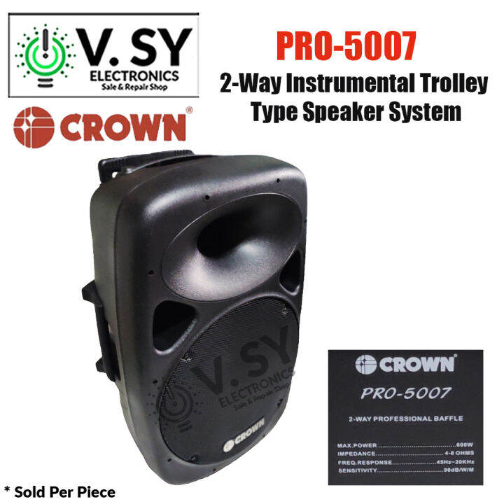 Original Crown PRO-5007 600 Max power 2-Way Instrumental Trolley Type ...
