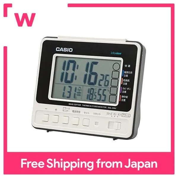 CASIO alarm clock radio wave white digital living environment temperature/humidity calendar ...