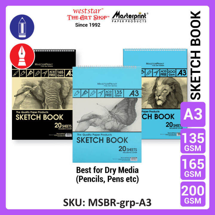 [Weststar TAS] A3 Masterprint Sketch Book , Drawing Block, Drawing ...