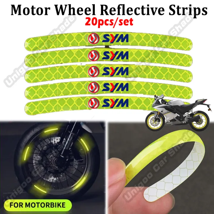 🏍️ FOR MOTOR LOGO ~ Stylish Reflective Wheel Rim Strips Sticker Neon ...