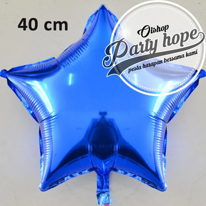 Balon foil bintang biru / Balon star biru / balon foil star standar ...