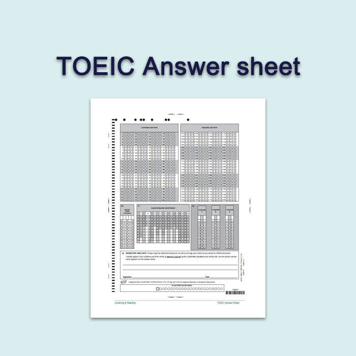 TOEIC Answer sheet จำนวน 50 แผ่น (RC 100 ข้อ, LC 100 ข้อ แบบฝน ...