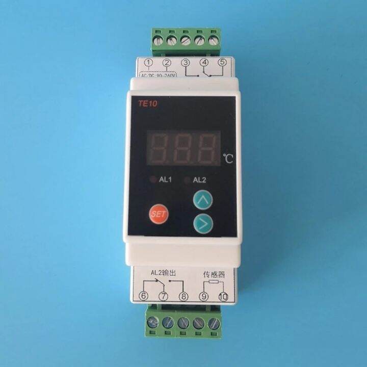 AC90~260V -40~110℃ Din Rail Thermostat with Sensor 2 Way Relay Output ...