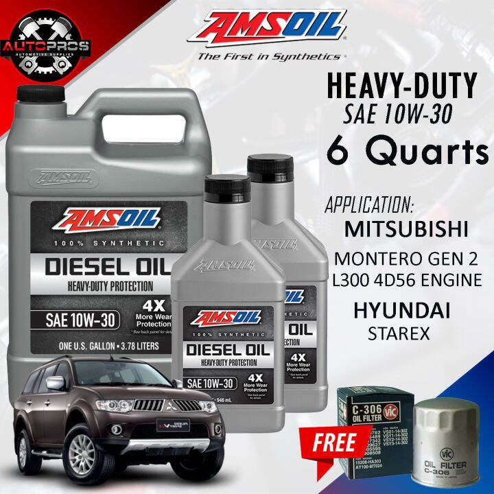 AMSOIL 10W-30 Heavy-Duty Diesel Oil 6 Quarts Change Oil Bundle for ...