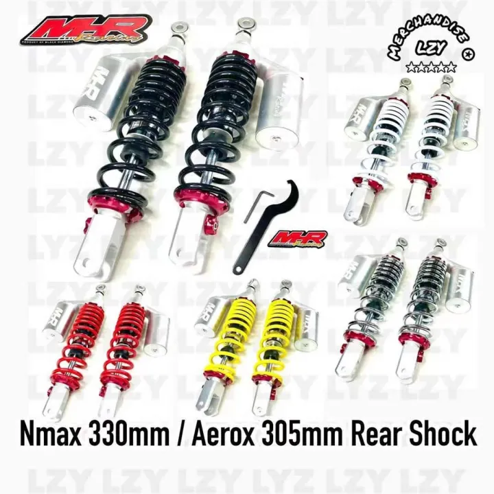 Set MHR Rear Shock Gas Absorber for Nmax 330mm Aerox 305mm SILVER V1 V2 ...