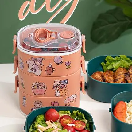 leo&bea 1L 2 Layers Square Lunch Box Thermo Bento Box Thermal Food ...