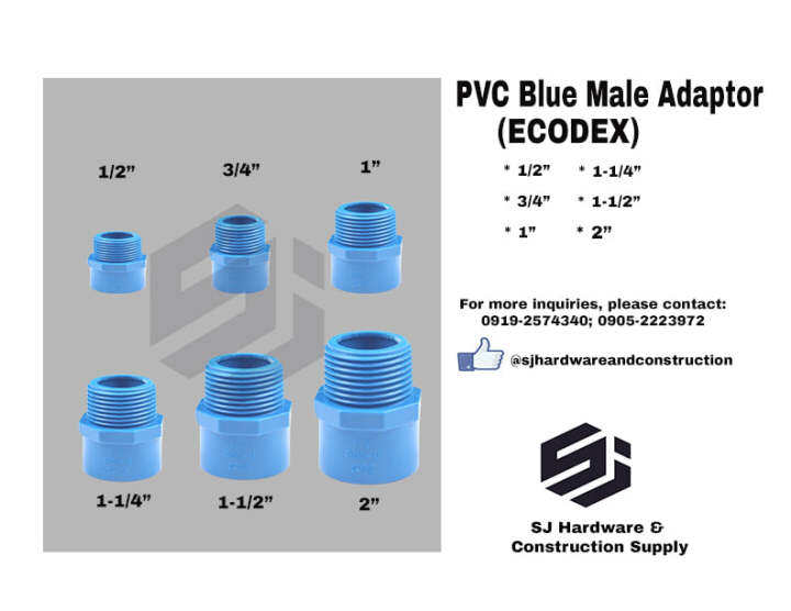 PVC BLUE MALE ADAPTOR 1/2" / 3/4" / 1" / 1-1/4" / 1-1/2" / 2" | Lazada PH