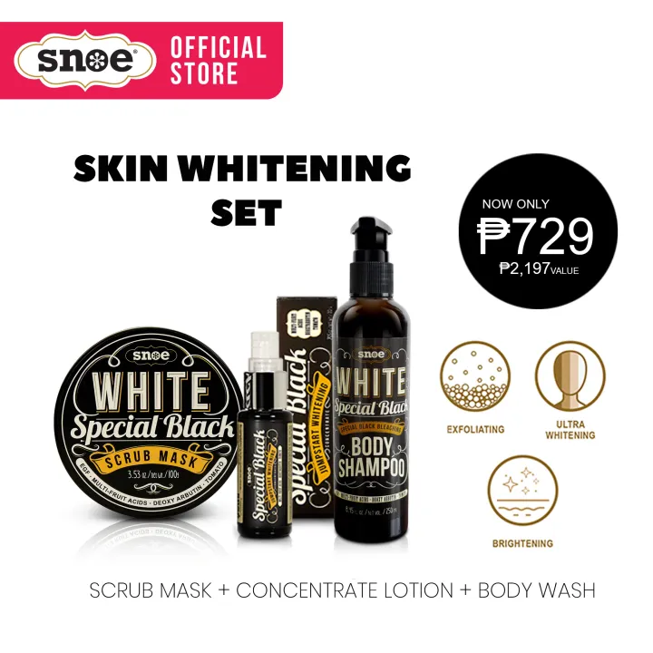 Snoe Beauty Special Black Whitening Scrub Mask Set | Skin Whitening Set ...