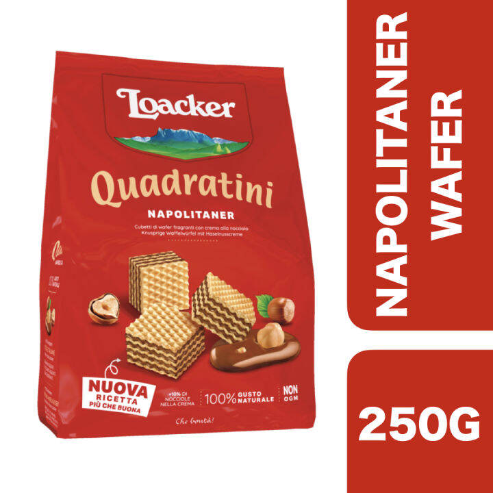 Loacker Wafer Quadratini Napolitaner Hazelnut 250g (Red) ++ ล็อคเกอร์ ...
