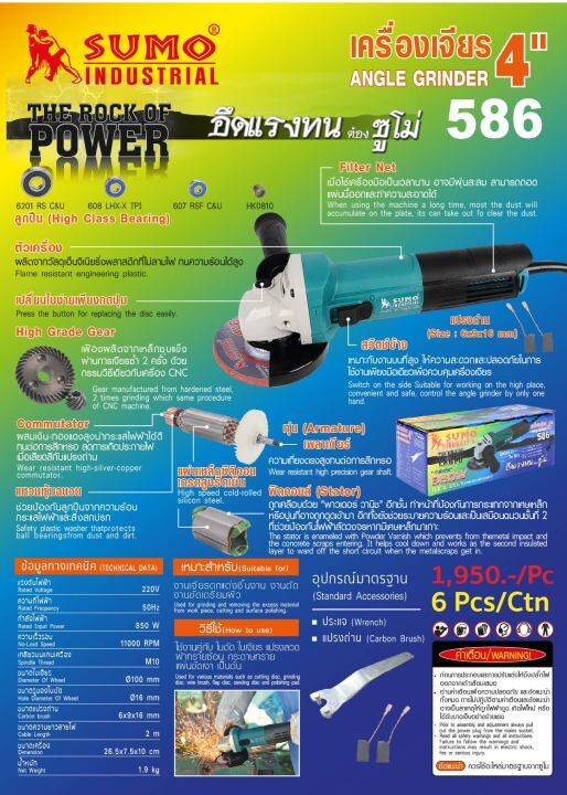 เครื่องเจียร 4" รุ่น 586 SUMO สวิตเซฟตี้ ปลอดภัย อึด ทน แรง | Lazada.co.th