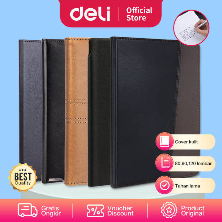 Deli Buku notebook Cover kulit, didesain dengan selipan pulpen dan tali ...