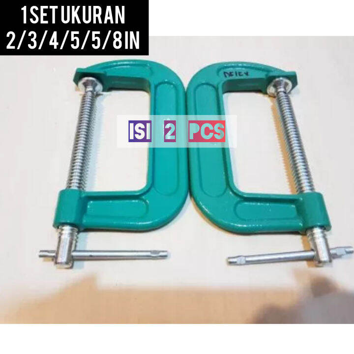 SET PERTUKANGAN KDK Klem C 8 Inch 2 PCS Catok Clamp Penjepit Clam Kayu ...