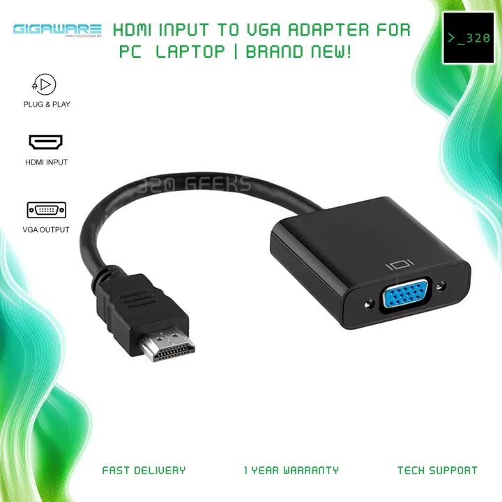 320 Geeks | Gigaware HDMI Input to VGA Adapter for PC, Laptop | Brand ...