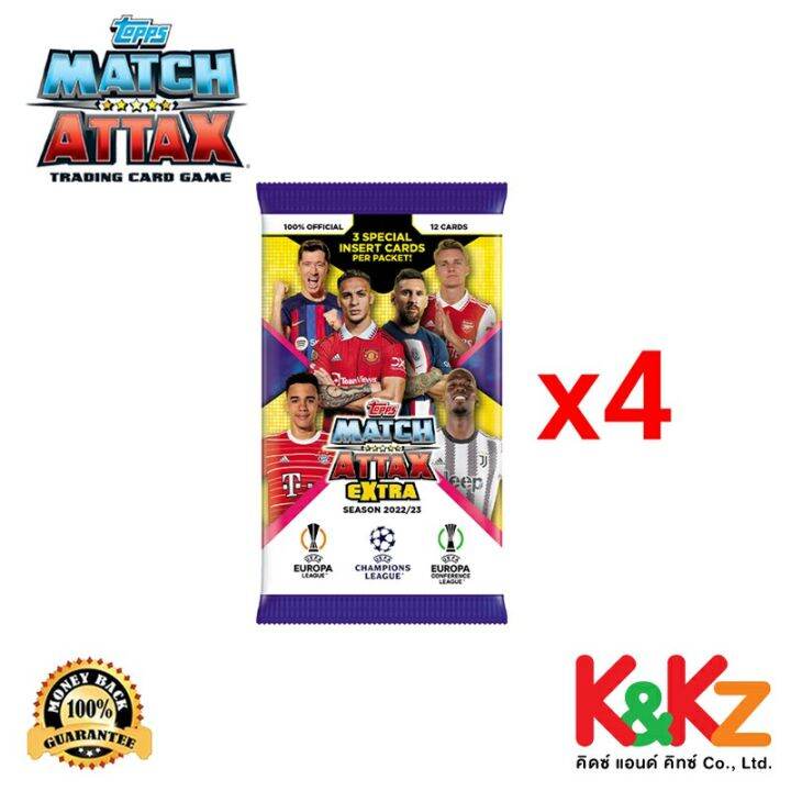 Match Attax Extra 2023 Cards x 4 Packs / การ์ดฟุตบอลแมตช์แอทแทค ...