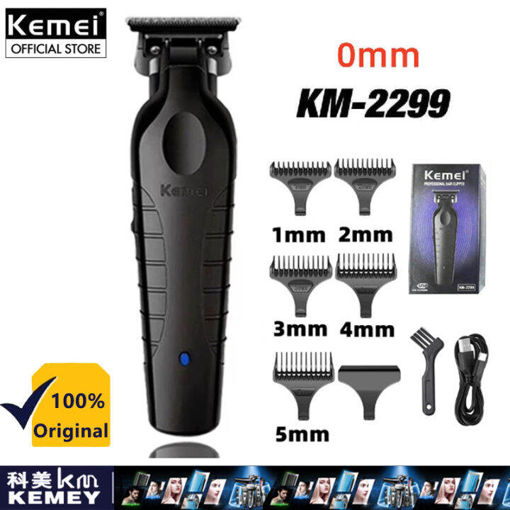 Kemei KM-2299 Barber Cordless Hair Trimmer 0mm Zero Gapped Carving Clipper Detailer Professional ...