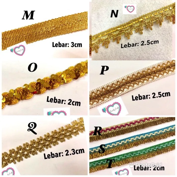 Metallic Gold Lace/Sequins Lace/Renda Emas/Lace Baju Tradisional ...