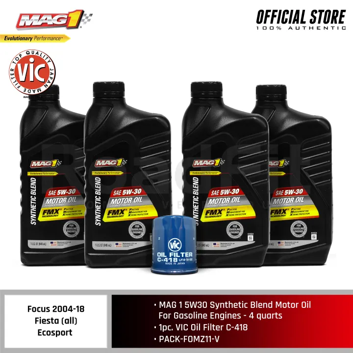 MAG 1 5W30 Synthetic Car Engine Oil PN#61652 + VIC Oil Filter C-418 ...
