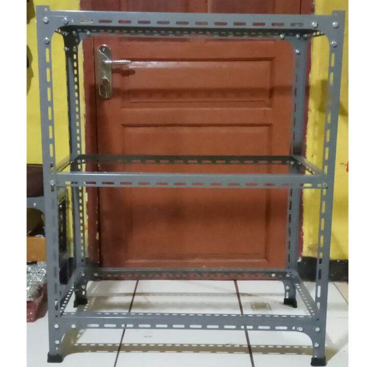 lemari penyimpanan rak rangka besi siku lubang 3 susun murah ukuran ...