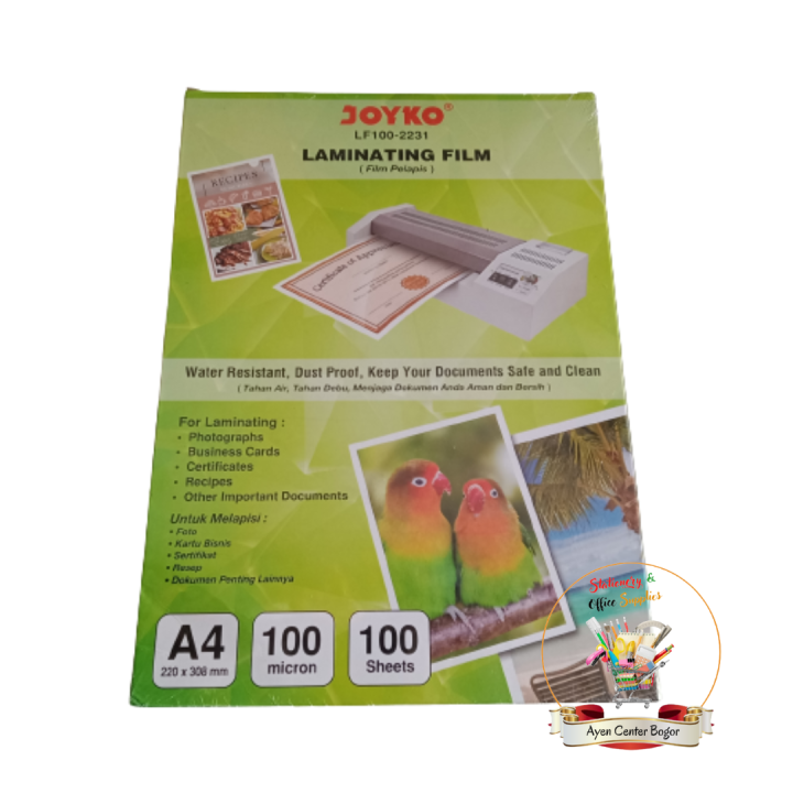 joyko 100 lembar Plastik Laminating film a4 Joyko LF100-2231 per pak ...